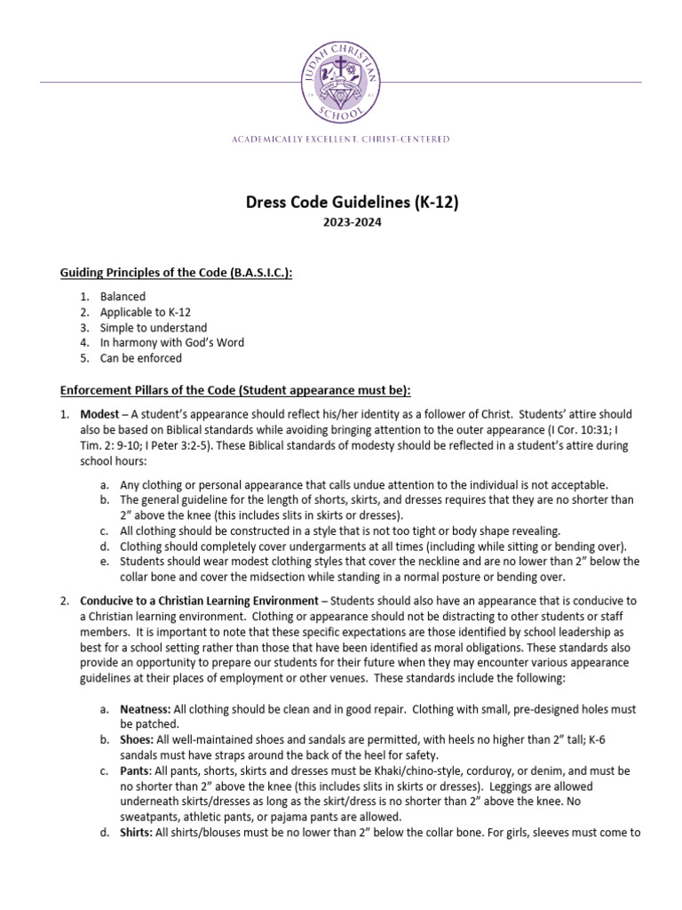 Dress Code 2023-24 | PDF | Modesty | Clothing