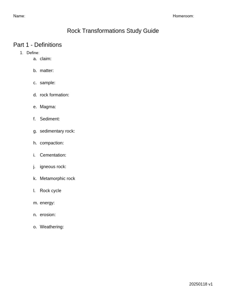 Rock Transformations Study Review | PDF
