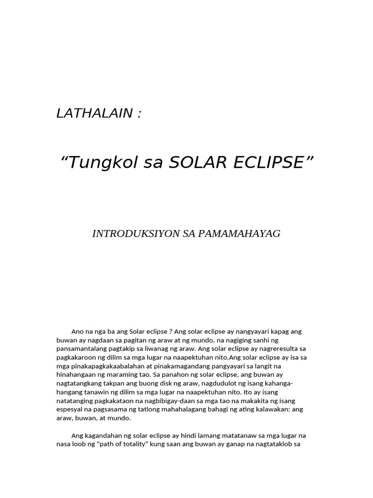 Solar Eclipse | PDF