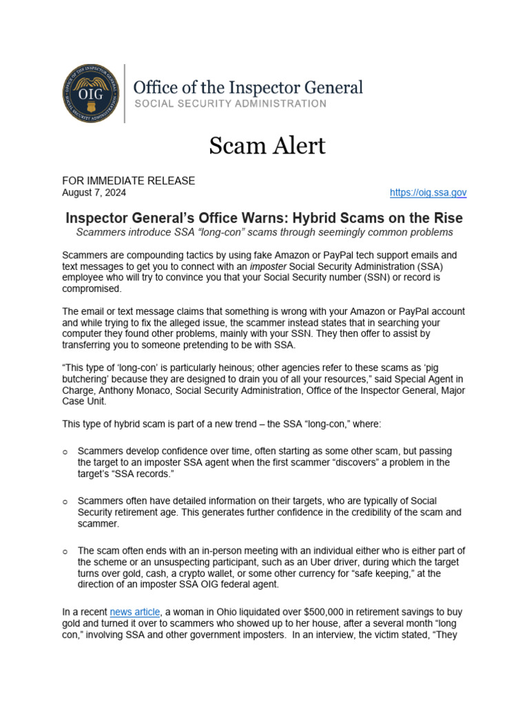 Scam Alert Hybrid Scams On The Rise - 08 07 2024 | PDF