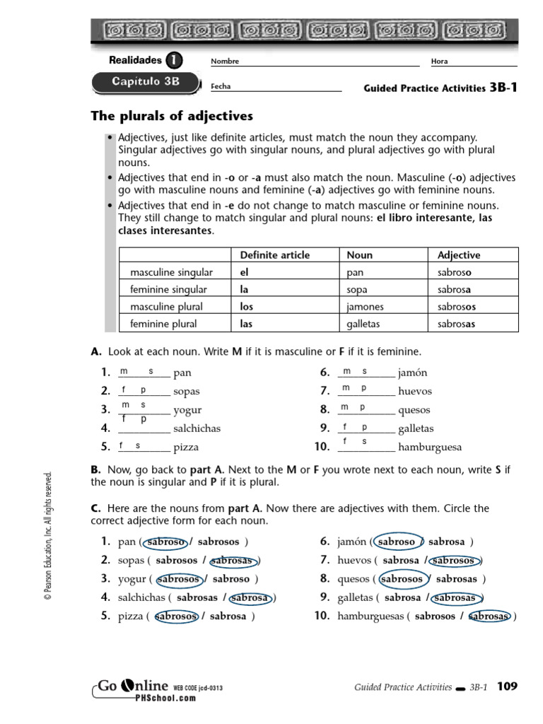 Plural Adjectives in Spanish Grammar | PDF | Grammatical Gender | Plural