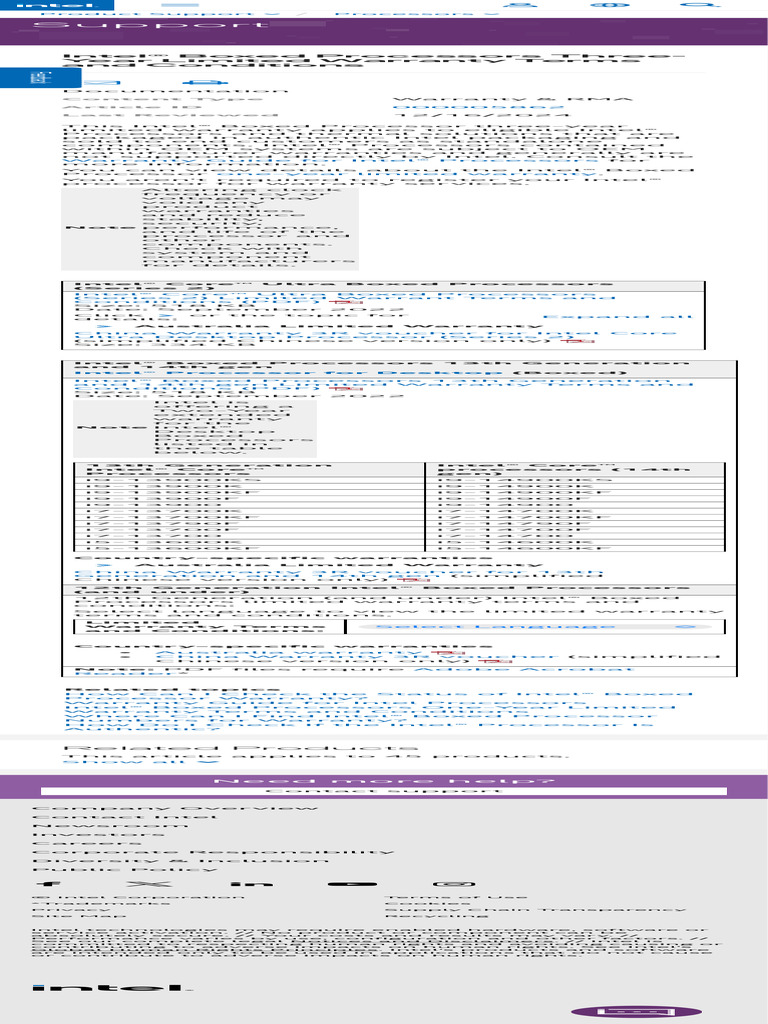 Intel® Boxed Processors Three-Year Limited Warranty Terms and | PDF ...