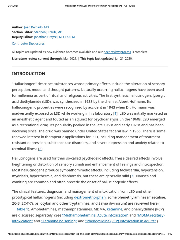 LSD and Hallucinogen Intoxication Guide | PDF | Hallucinogen ...