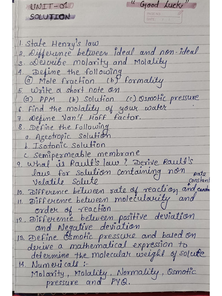 Class 12th Chemistry IMP Question | PDF