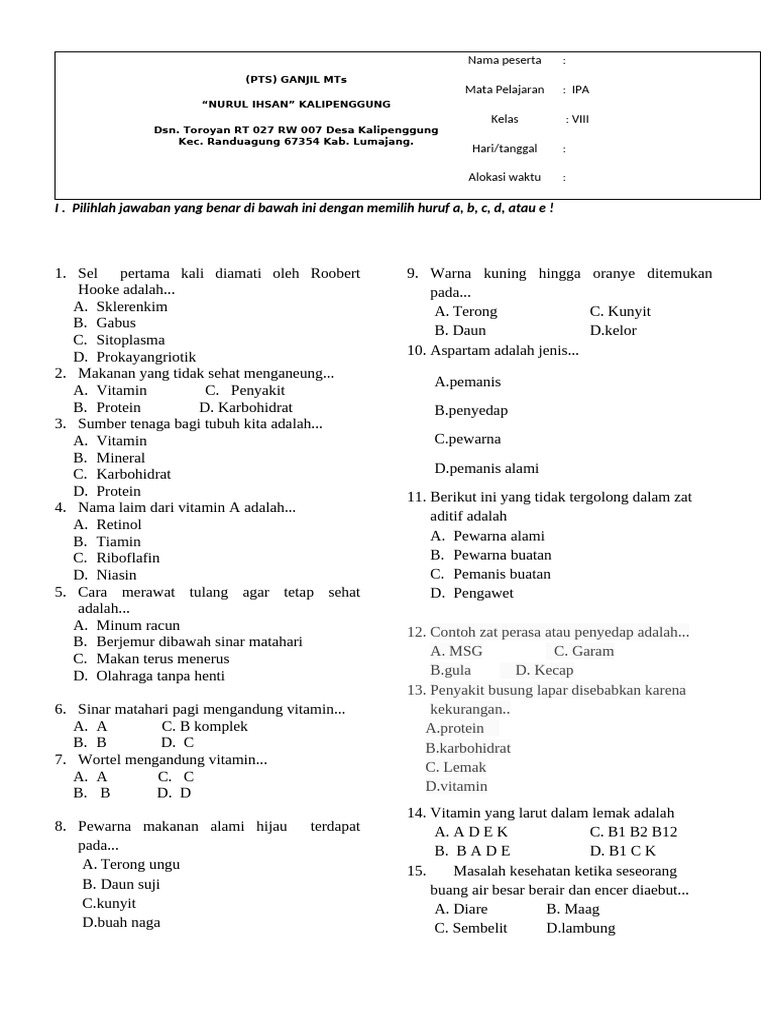 PTS Ipa Kelas 8 | PDF