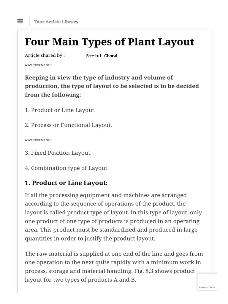 Four Main Types of Plant Layout | PDF | Page Layout | Capital (Economics)