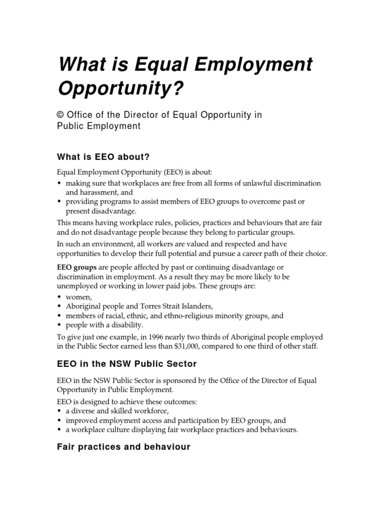 What Is Equal Employment Opportunity? | PDF | Equal Opportunity ...