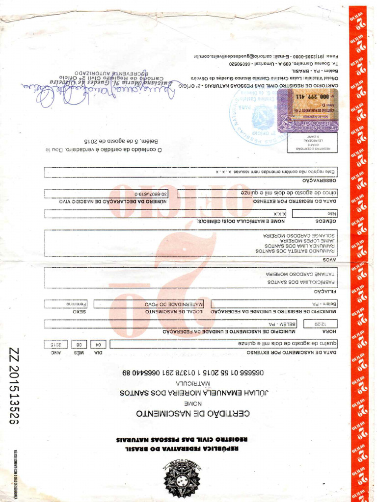 Certidao Juliah | PDF