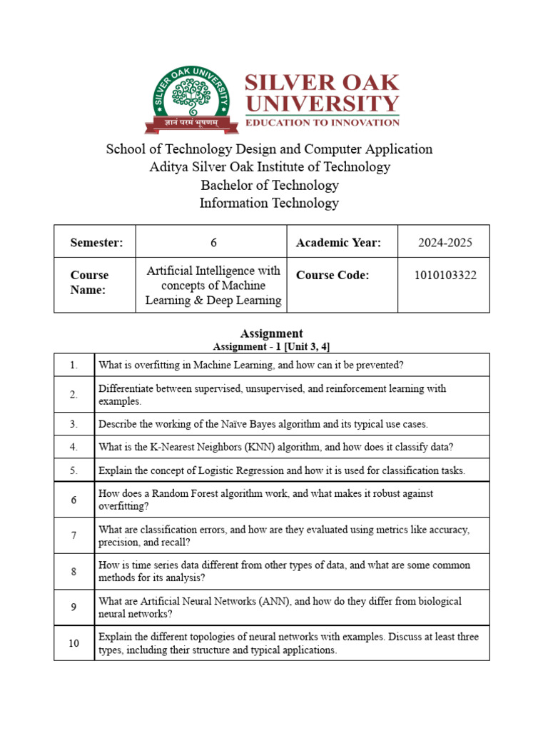 AI & Machine Learning Assignment Guide | PDF