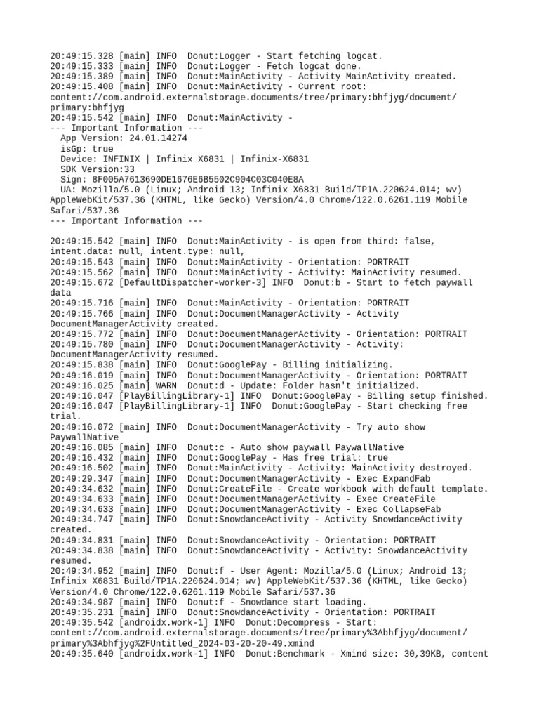 Android App Logcat Analysis | PDF | Software | Computing