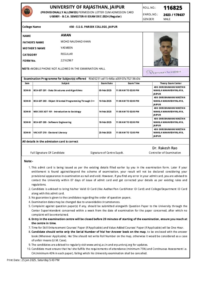 University of Rajasthan | PDF