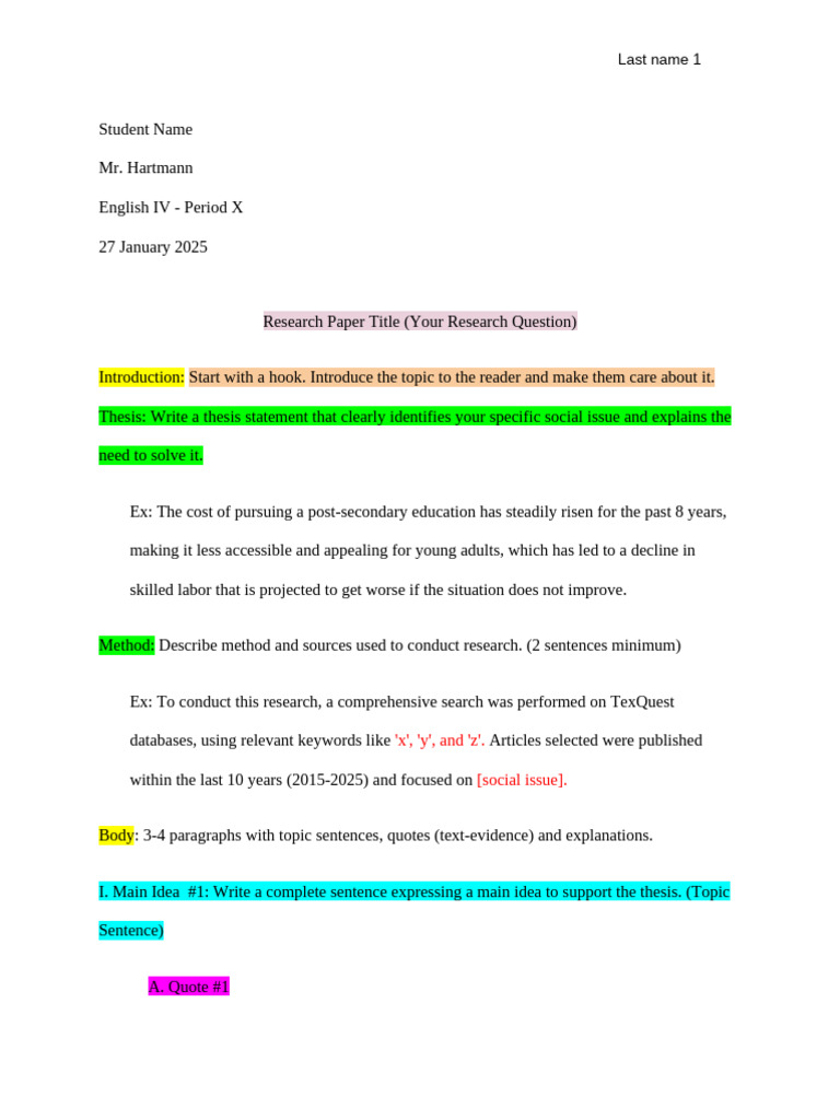 High School Research Paper Guide | PDF | Thesis