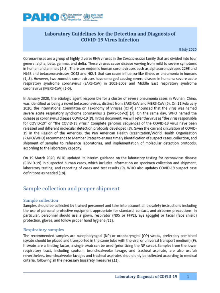 Laboratory Guidelines for COVID-19 Virus Infection | PDF | Serology ...