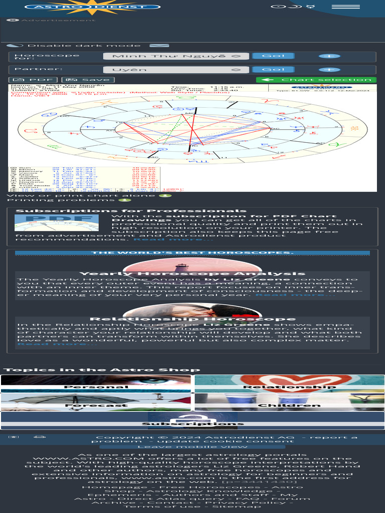 Free Astrology Charts on Astrodienst | PDF