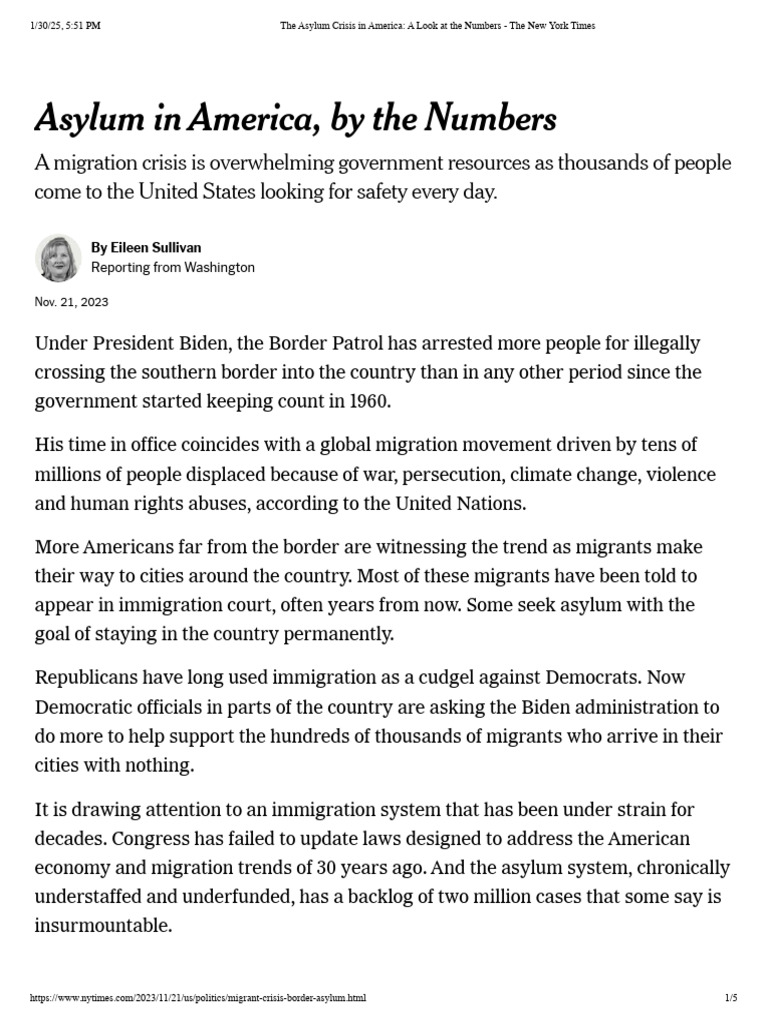 The Asylum Crisis in America - A Look at The Numbers - The New York ...