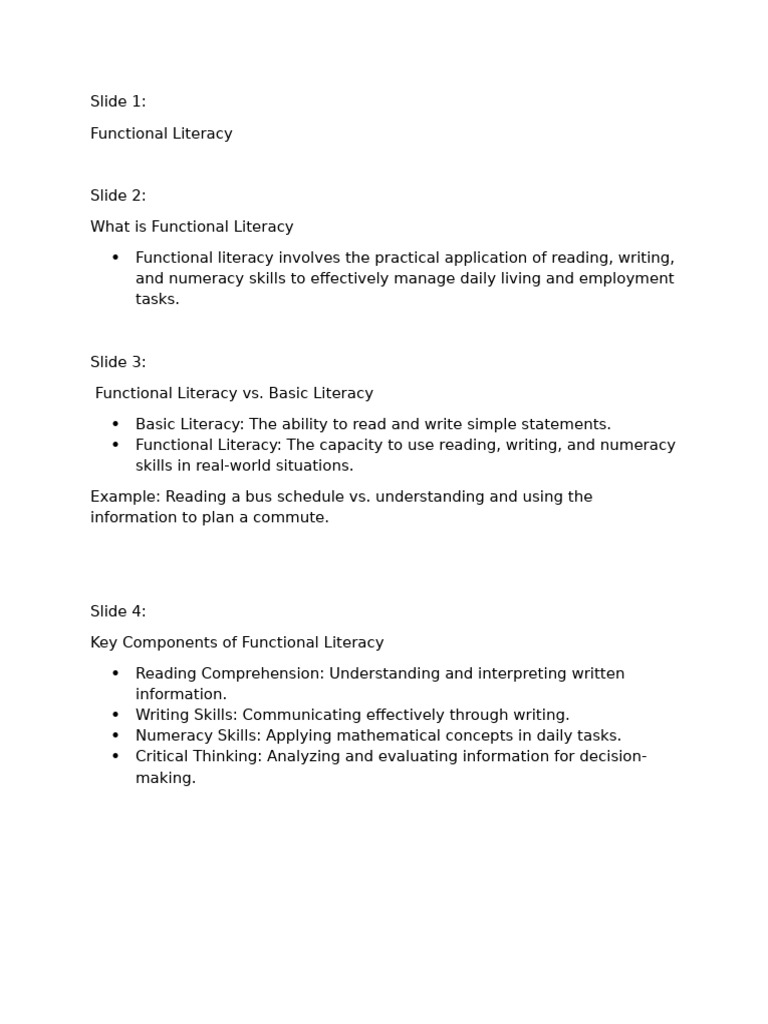 Functional Literacy Regine | PDF