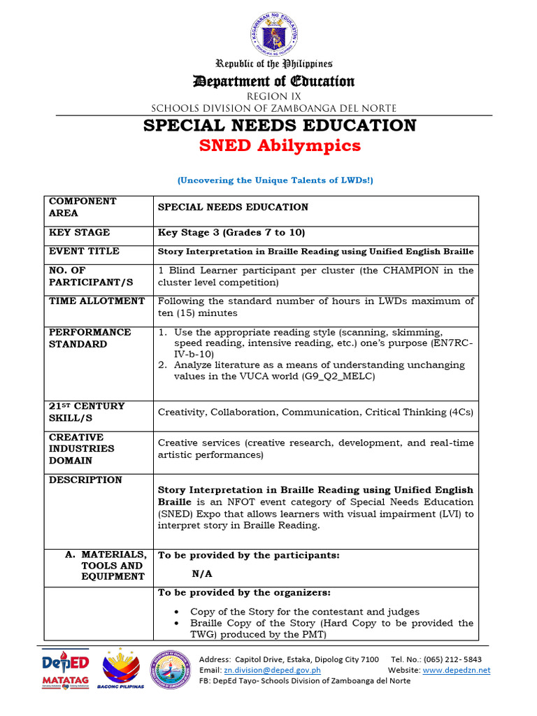Braille Story Interpretation Contest | PDF | Learning | Human Communication