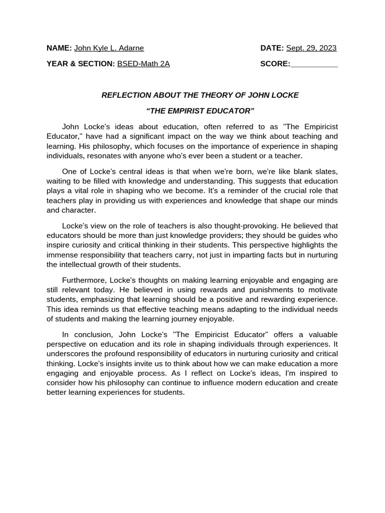 John Locke's Impact on Education | PDF
