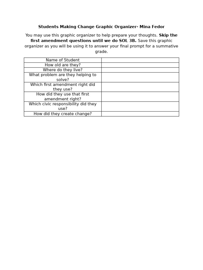 Students Making Change Graphic Organizer (1) | PDF