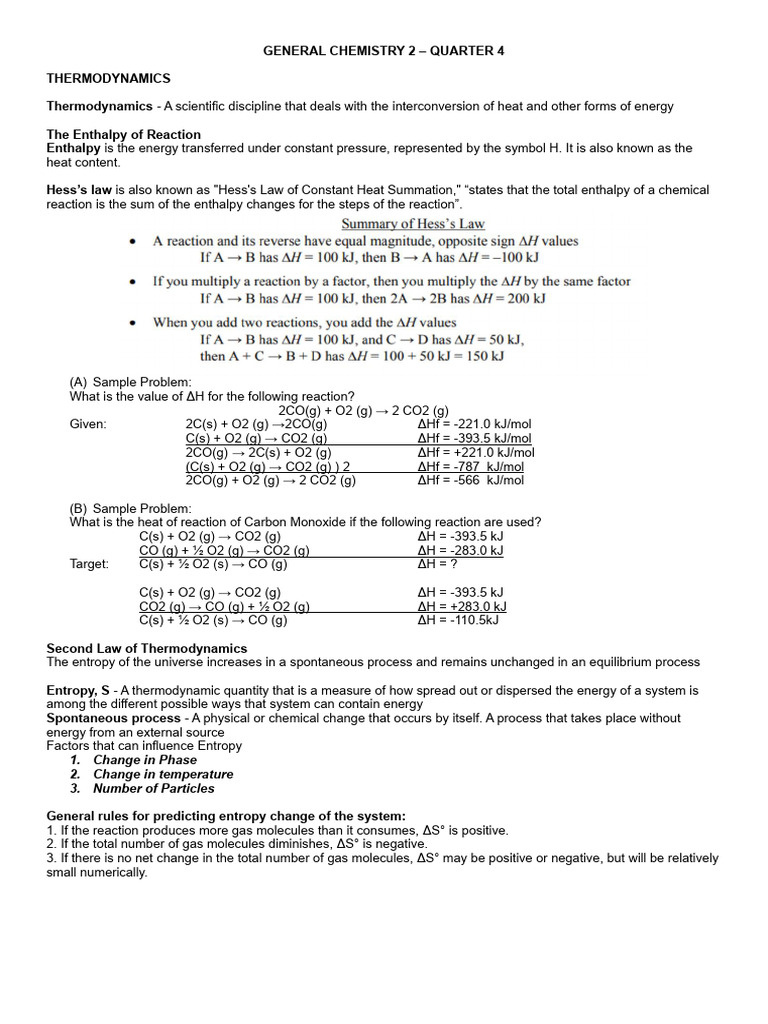 General Chemistry 2 Q4 Ho | PDF | Chemical Equilibrium | Redox