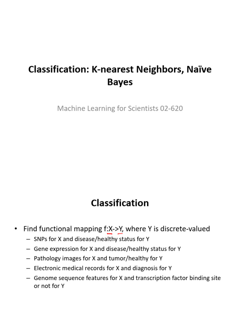 KNN and Naïve Bayes for Classification | PDF | Zygosity | Estimation Theory