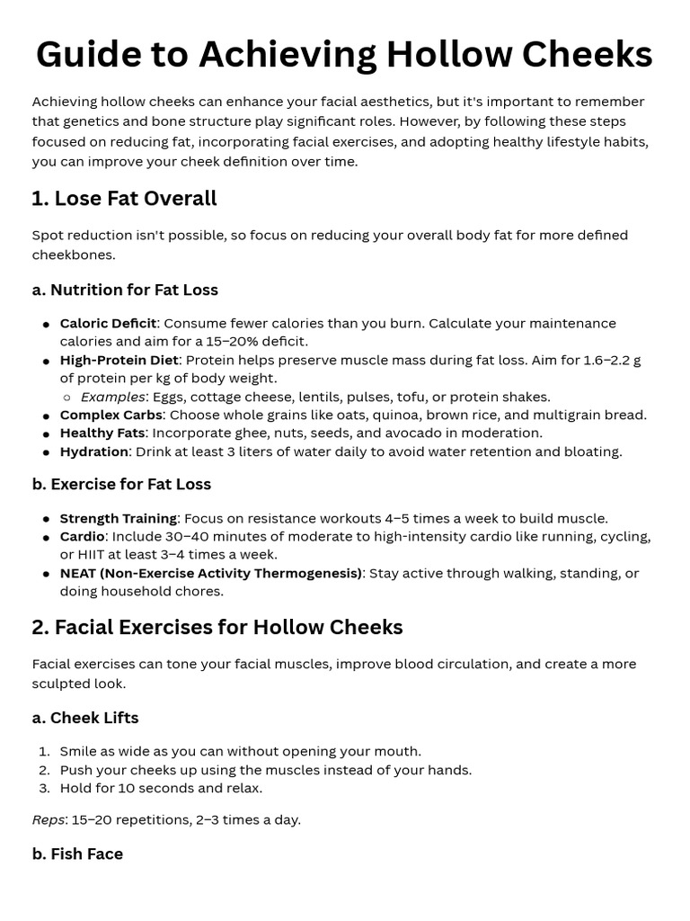 Tips for Achieving Hollow Cheeks | PDF | Strength Training | Weight Loss