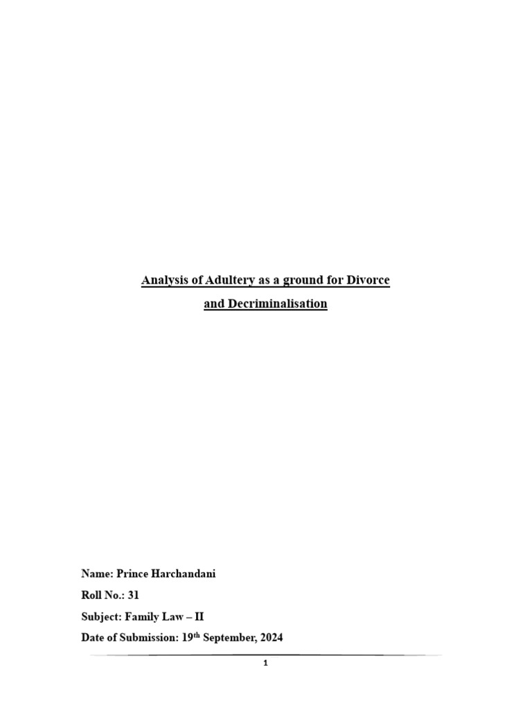 Adultery As A Grounds For Divorce and Its Decriminalization - Family ...