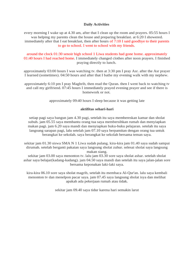 Daily Activities | PDF