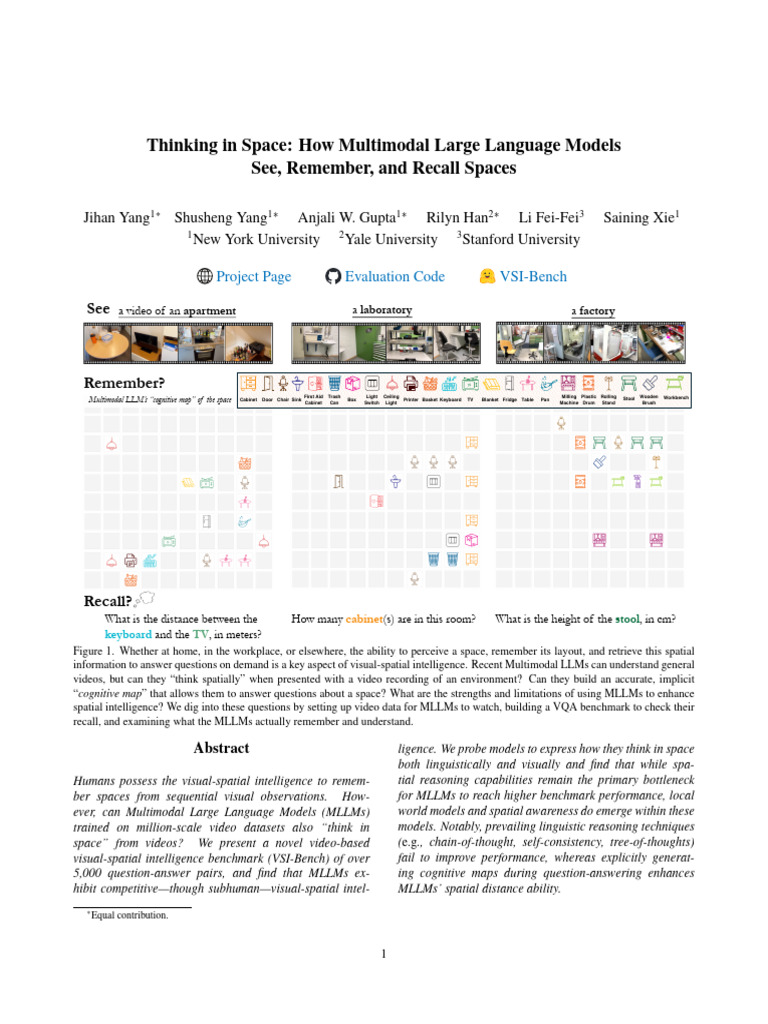 Yang 等 - 2024 - Thinking in Space How Multimodal Large Language Models See, Remember, and Recall ...