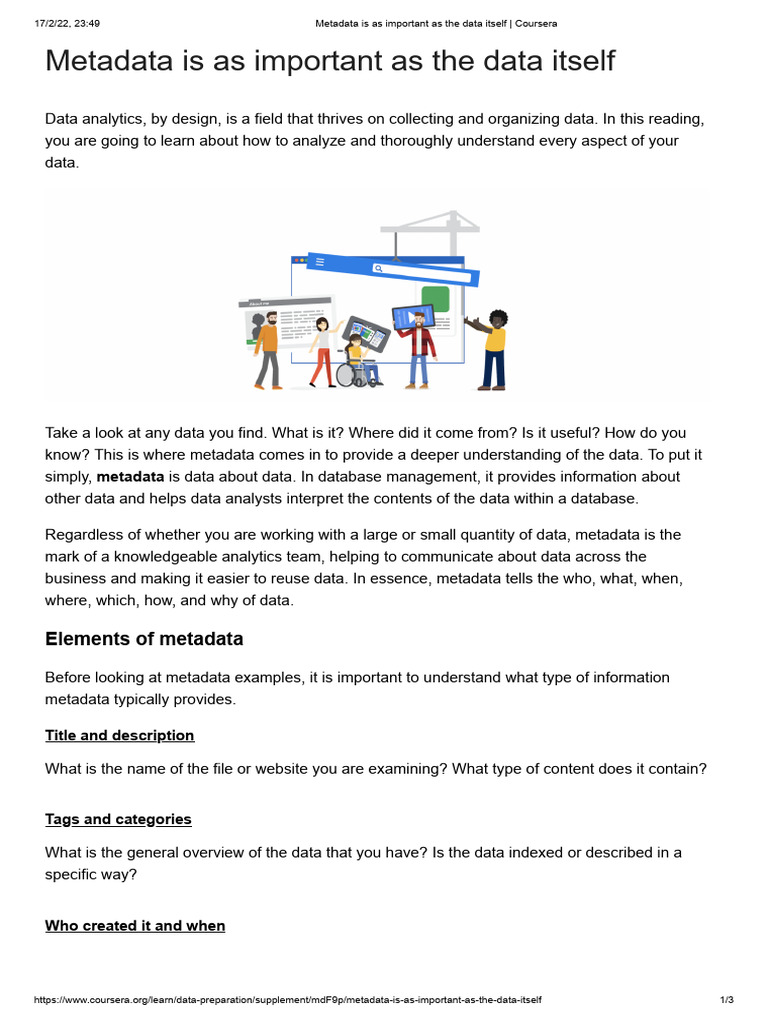 Metadata Is As Important As The Data Itself - Coursera | PDF | Metadata | Data