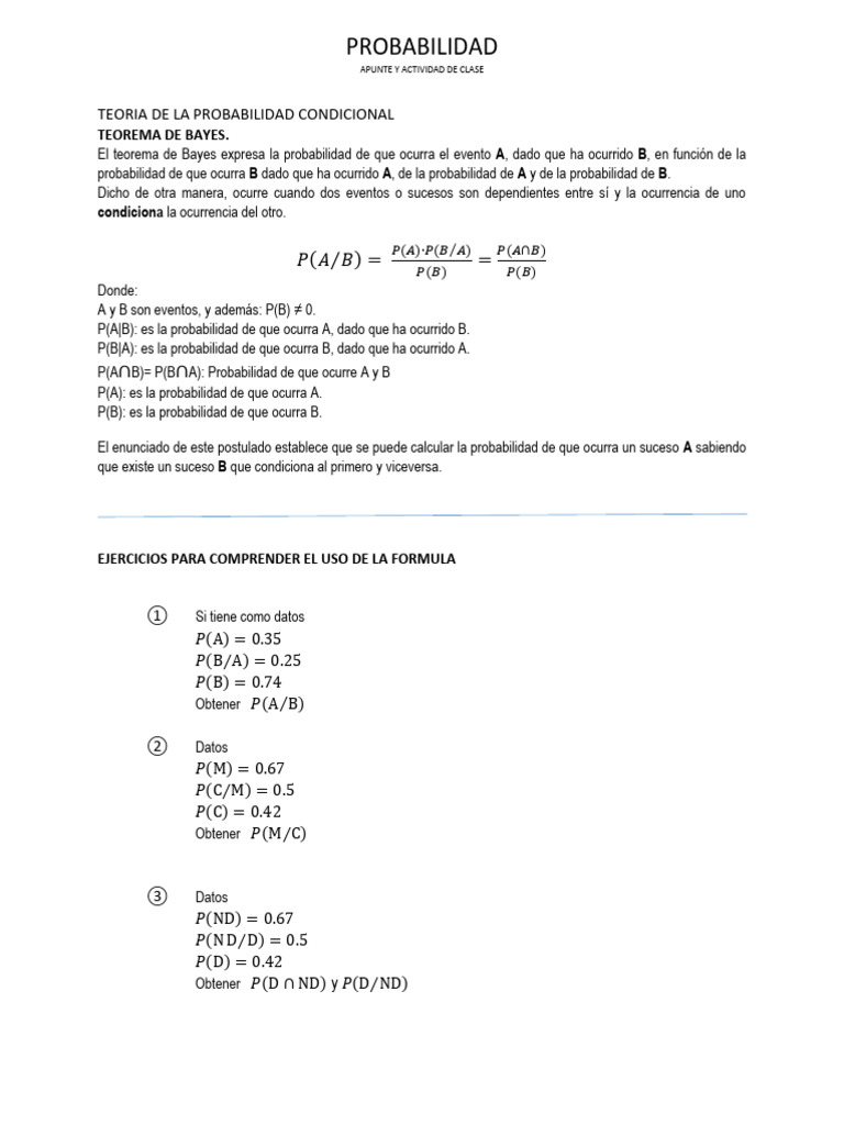 07 Probabilidad Condicional (BAYES) | PDF | Probabilidad | Teoría de probabilidad