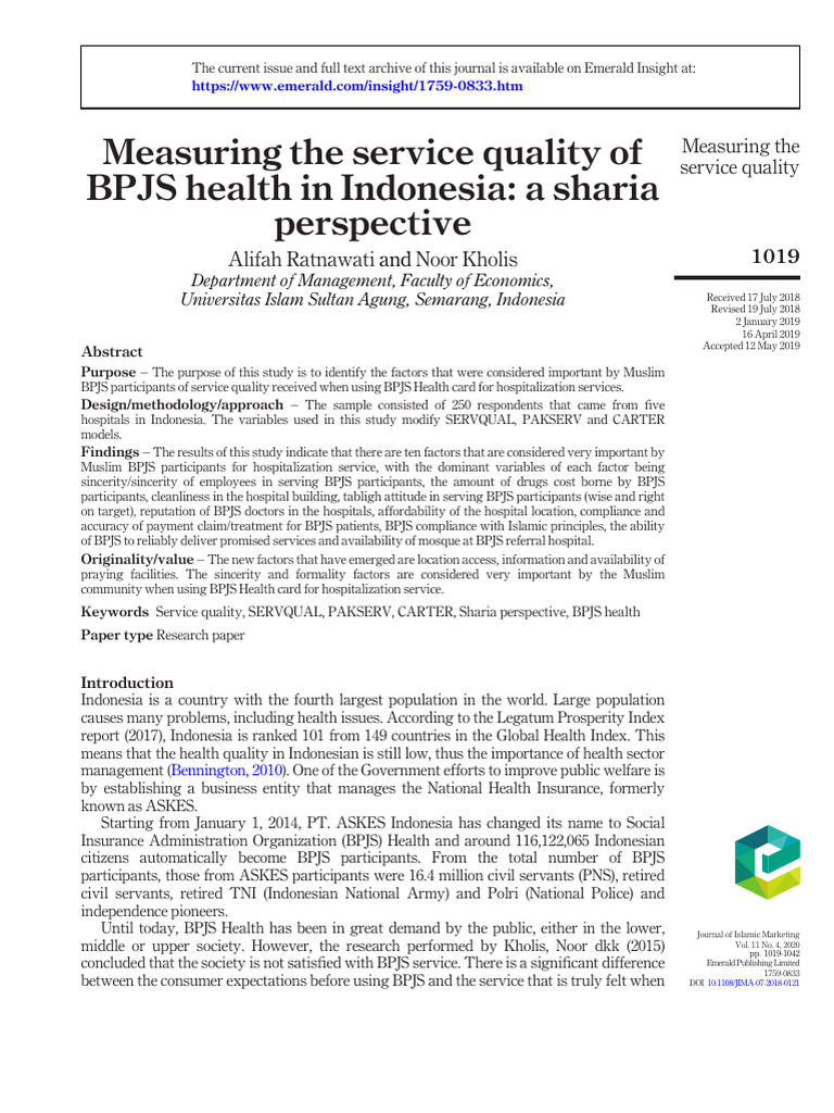 Measuring The Service Quality of BPJS He | PDF | Factor Analysis ...