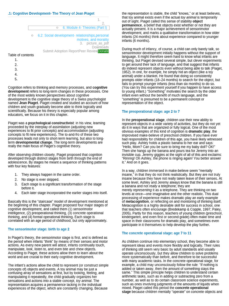 Jean Piaget Reference | PDF | Cognitive Development | Thought