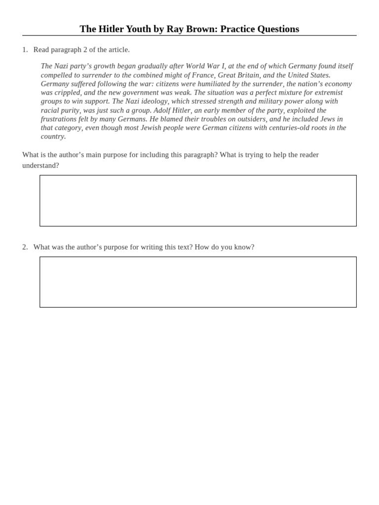 PracticeQuestions HitlerYouth-1 | PDF | Nazi Germany | Antisemitism