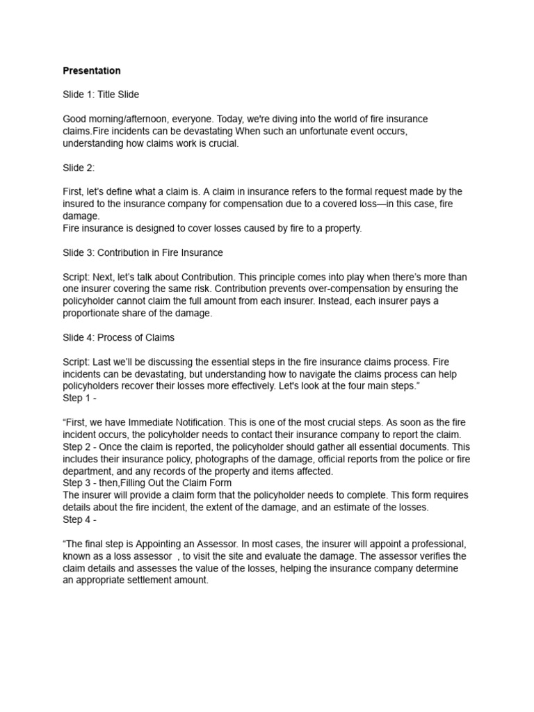 Fire Claim Settlement Process Explained | PDF