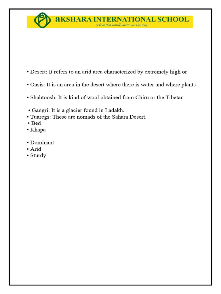 Life in the desert terminology | PDF