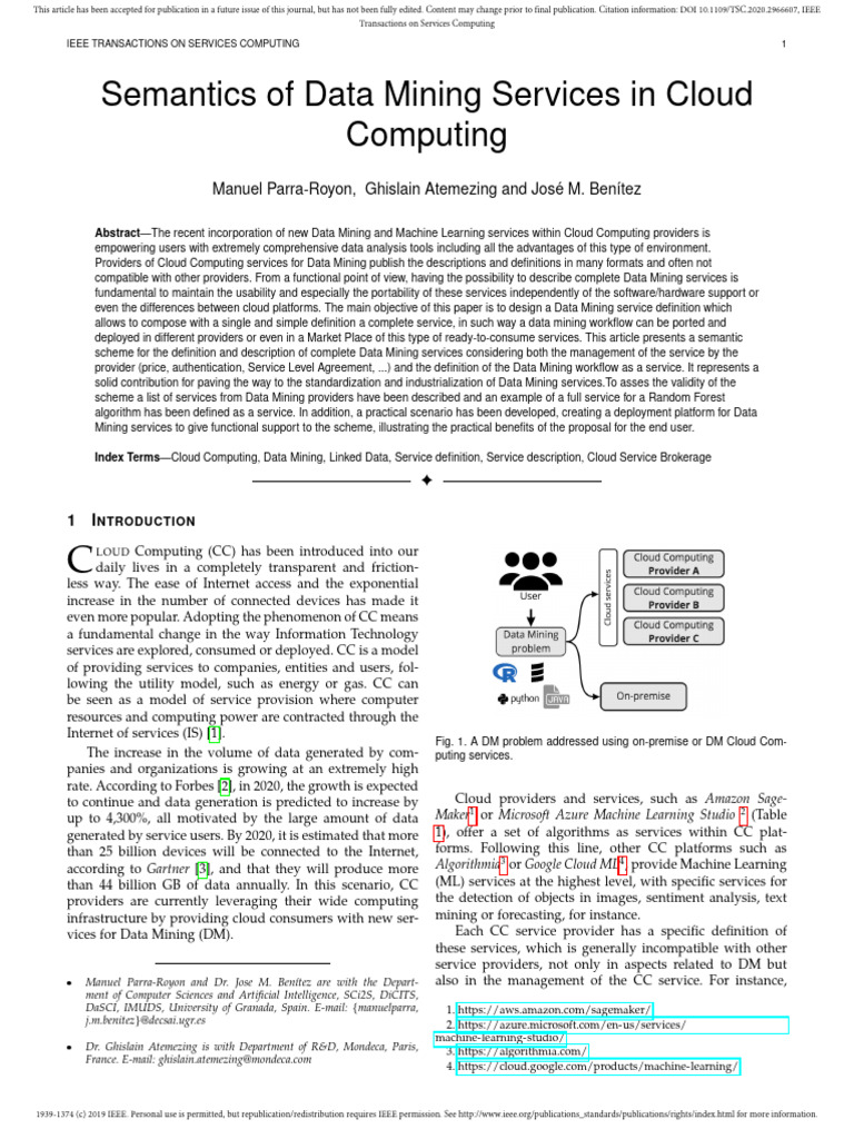 Semantics of Data Mining Services in Cloud Computing | PDF | Cloud Computing | Conceptual Model