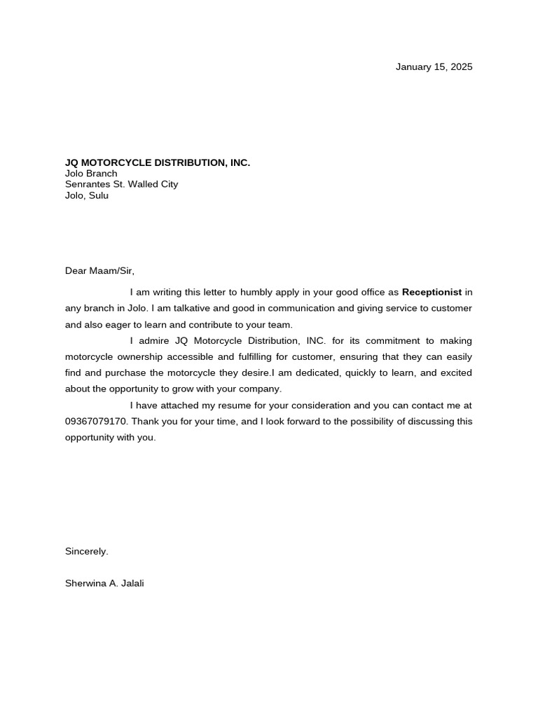 APPLICATION LETTER | PDF