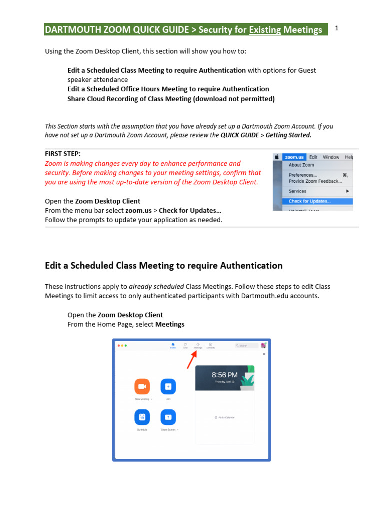 Security For Existing Meetings | PDF | Authentication | Software