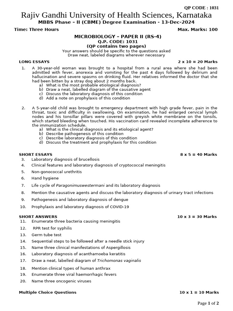 Mbbs - 1031 - Microbiology - Tp2 (December-2024) - August-2024 (Oct-24 ...