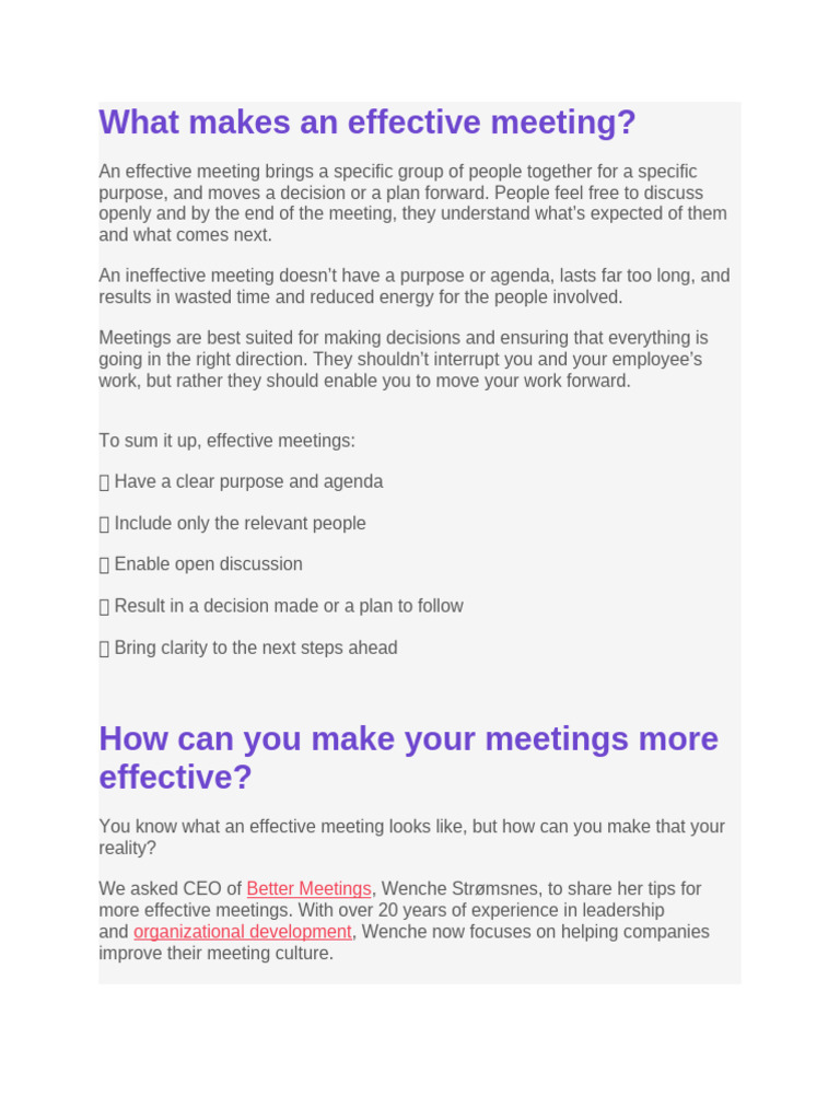 Tips for Effective Meetings | PDF | Empathy | Conversation
