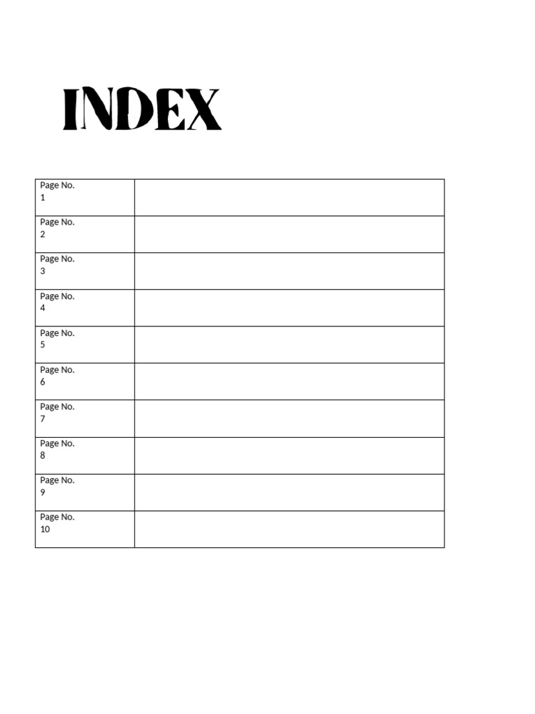 Index Template V1 | PDF