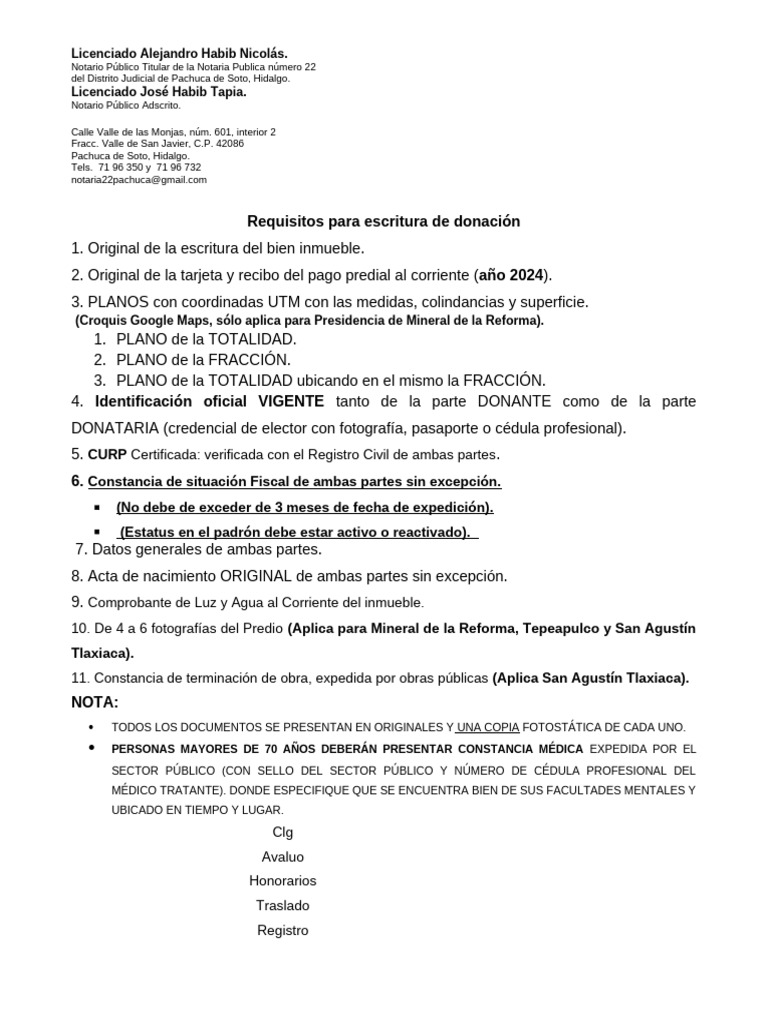 Requisitos Donacion Notaria 22 | PDF | Control de acceso | Autenticación