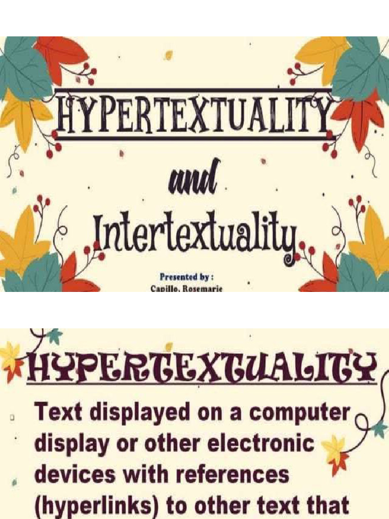 Hypertex and Intertextuality | PDF
