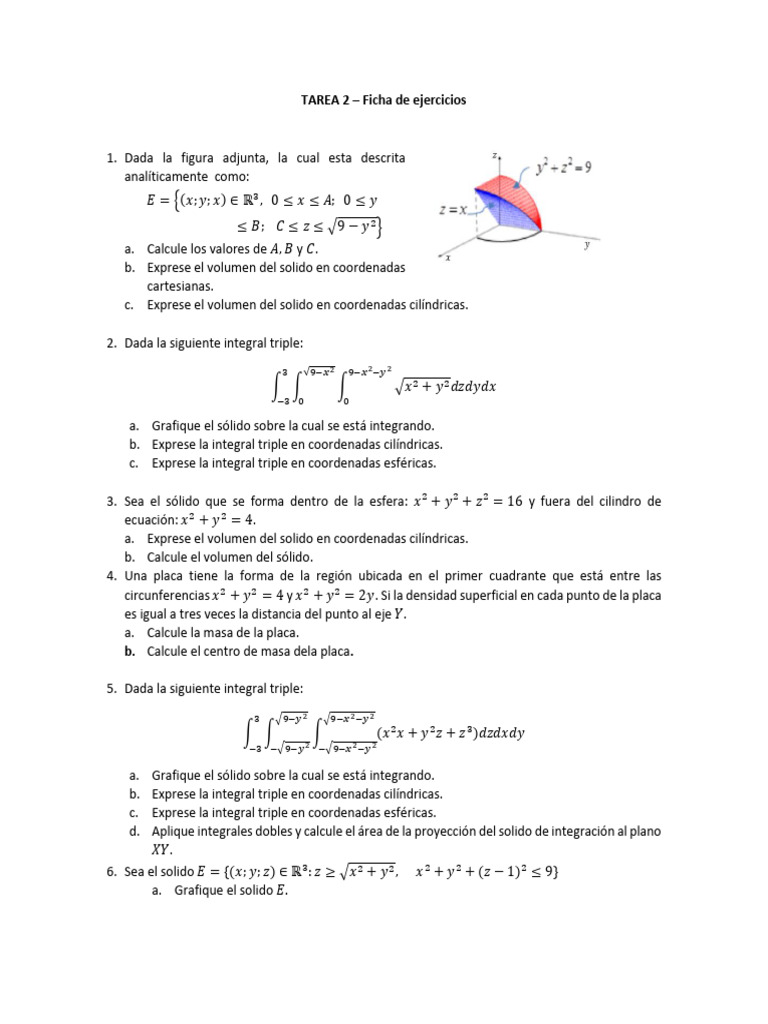 Ejercicios de Integrales y Volúmenes 3D | PDF | Integral | Esfera