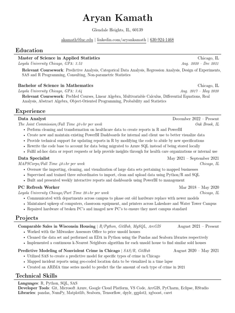 Resume | PDF | Statistics | Sas (Software)