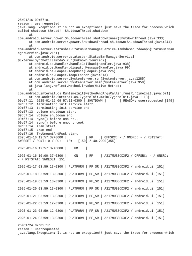 power_off_reset_reason | PDF | Java (Programming Language) | Software Industry