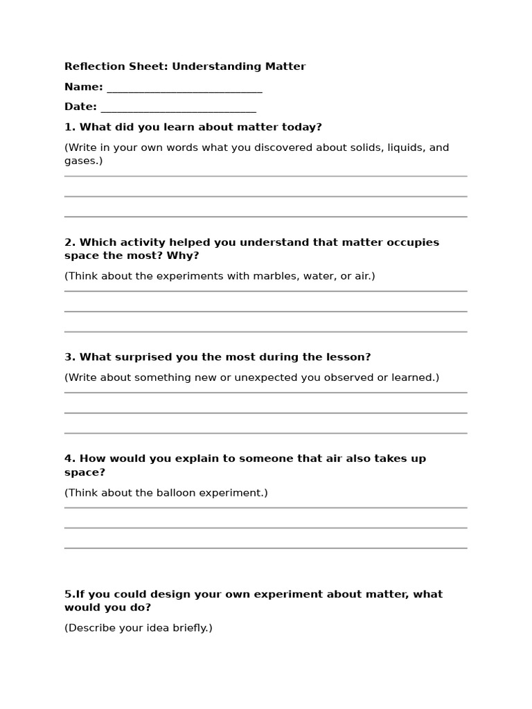 Reflection Sheet | PDF