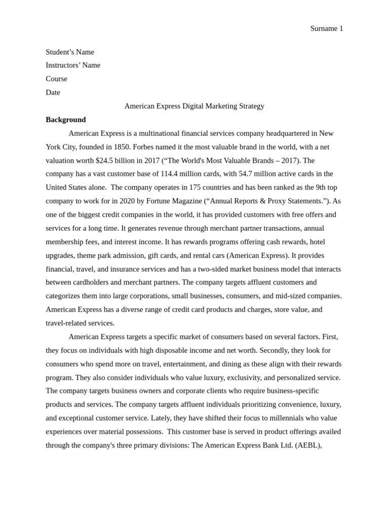 American Express Digital Marketing Strategy | PDF | Security | Computer ...