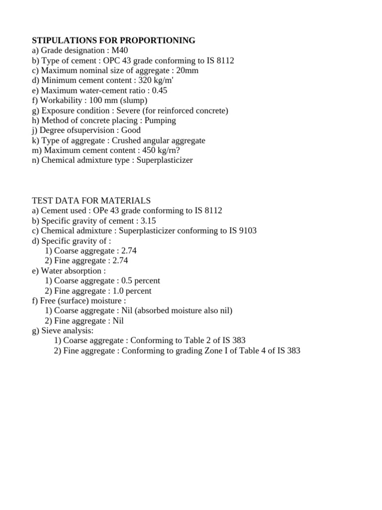 Concrete Mix Design | PDF | Concrete | Structural Engineering